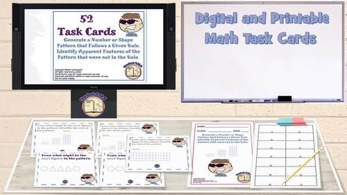 Generate a Number or Shape Pattern that Follows a Given Rule: Task Cards