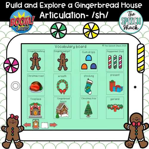 Gingerbread House Articulation BOOM Cards™ -/sh/ by The Speech Shack