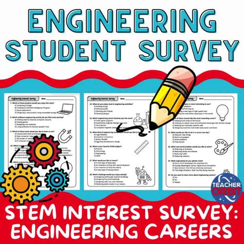 Engineering Interest Survey STEM Career Exploration Back to School All ...