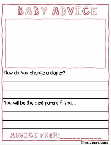 Baby Advice Book-Maternity Leave- Baby GIRL Book by Ms Callies Class