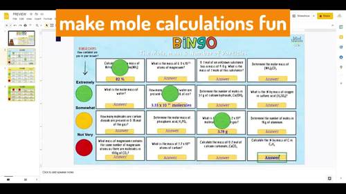 The Mole Concept BINGO! Cards by Mind Matters Pedagogy-Science Resources