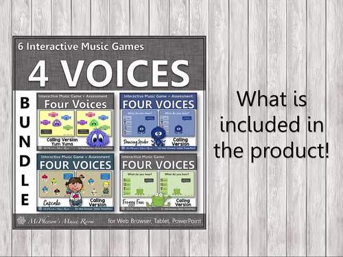 Four Voices Interactive Music Games & Assessments Calling Version {Bundle}