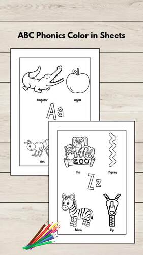 ABC Phonics Alphabet Coloring Pages, Initial Beginning Sounds Color In Sheets,