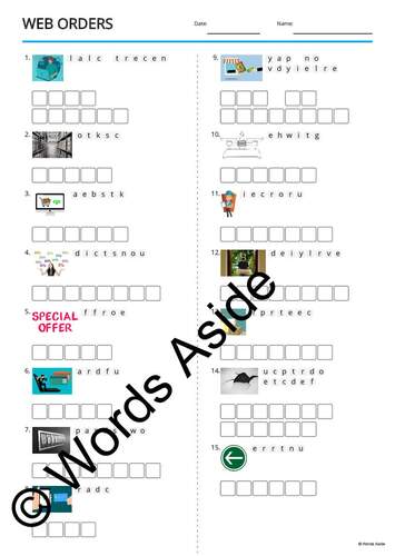 Vocabulary Worksheets Cards Word Search Anagram WEB SHOP by Words Aside
