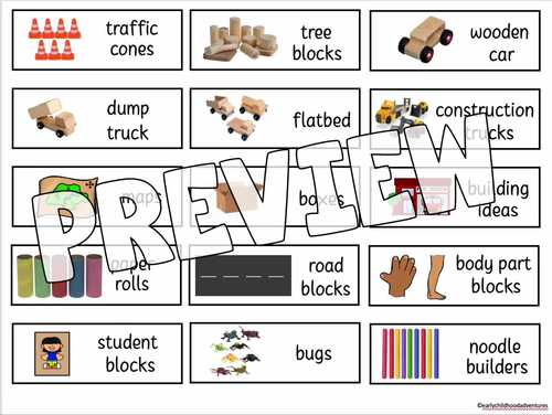 Blocks Center Labels for 3K, Pre-K, Preschool and Kindergarten | TPT