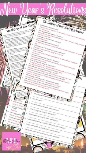 History of New Year's Resolutions Reading Comprehension Worksheets