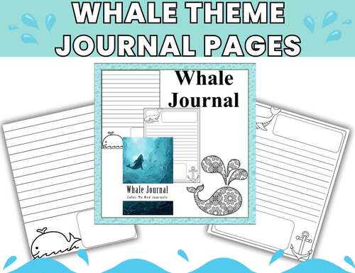 Whale Lined Journal Pages – Printable Whale-Themed Writing & Coloring Set
