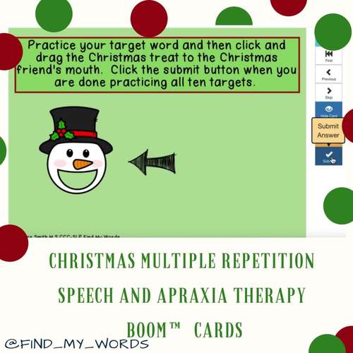 Christmas Apraxia & Speech Therapy Multiple Repetition Boom Cards