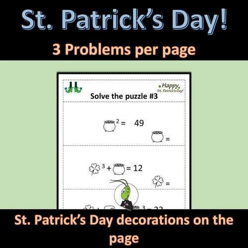 St. Patrick's Day Properties of Exponents | Logic Puzzles | Algebra 1