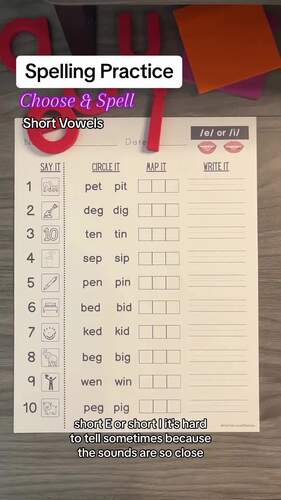 Choose & Spell with Short Vowels, Cover & Spell, CVC and more short ...