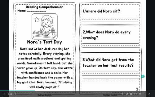 Reading Comprehension Stories for Grade 2 – 4 Levels, 40 Passages