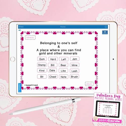 Valentine's Multiple Meaning Words Boom Cards by Speech Friend | TPT