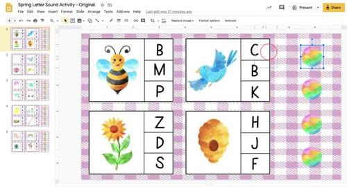 Spring Letter Sound Practice for Google Classroom by Kinder Obsessed