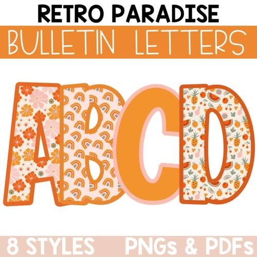 Retro Paradise Boho Summer Bulletin Board Letters / Clipart / Lettering ...
