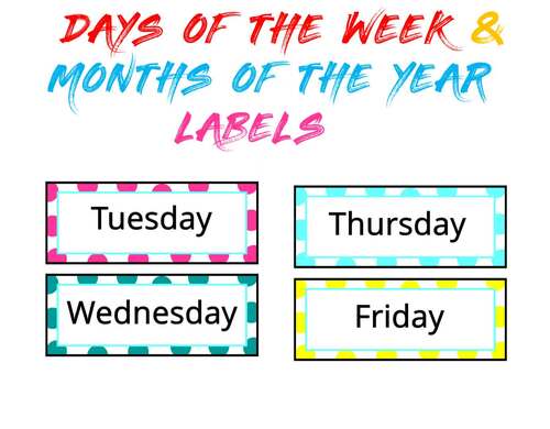 Printable Polka Dots Days of the Week Labels, Month of the Year Labels ...