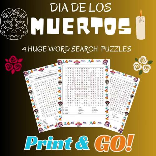 Día de los Muertos Vocab Puzzles Day of the Dead Spanish Sopa de letras ...