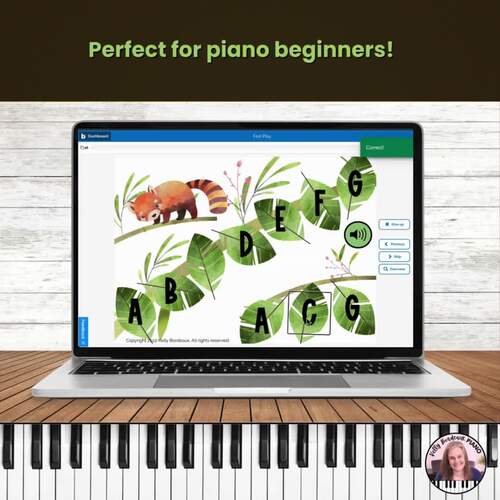 Music Alphabet BOOM™ Cards Pre-Staff Digital Piano Activity with Red Pandas