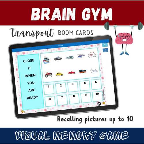 Visual sequential Memory Game targeting Transport vocabulary | Boom Cards