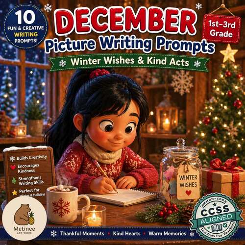 December Picture Writing Prompts 1st 2nd 3rd Grade Winter Holiday ...