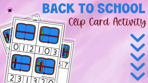 Back to School Clip Cards Activity by GinasPrintableShop | TPT