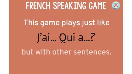 French Speaking Game | similar to J'ai... Qui a...? | ANIMAUX ...