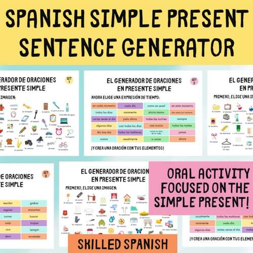 El Generador de Oraciones | Fun Spanish Simple Present Game For Spanish ...