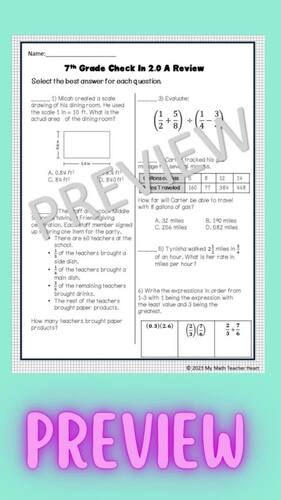 NC Check In Review | 7th Grade Math | Test Prep | *BUNDLE* | TPT