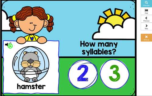 Animal Syllables (2 or 3 Syllables) - Digital Phonics Activity - BOOM CARDS