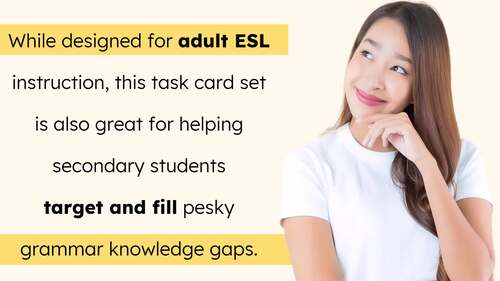 Adjectives Task Cards for Adult ESL Grammar & Secondary Students