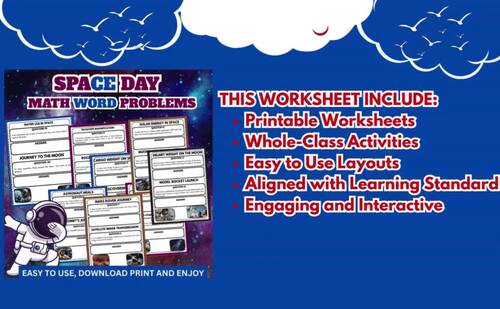 Space Day Math Word Problems Challenge Activities 3rd,4th,5th,6th,7th ...