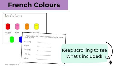 French Colours Vocabulary Activities – Les Couleurs for Beginners