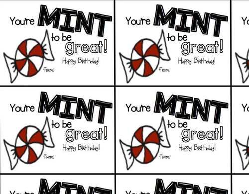 Mint Candy Birthday Gift Tag- You're MINT to be great! Happy Birthday!