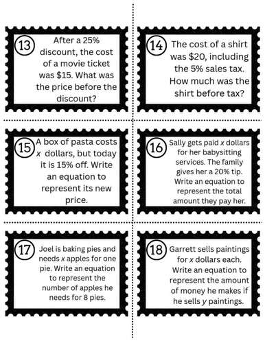 Percentages Rates Ratios Proportions Task Cards, Scavenger Hunt, Google ...