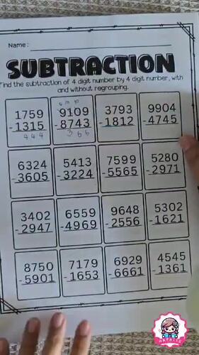 4-Digit Subtraction by 4 digit With and Without Regrouping Worksheets ...