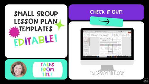 Editable Intervention & Small Group Lesson Plan Templates by Tales from ...