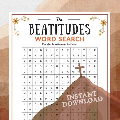 Beatitudes Word Search | Jesus' Sermon on the Mount Bible Printable