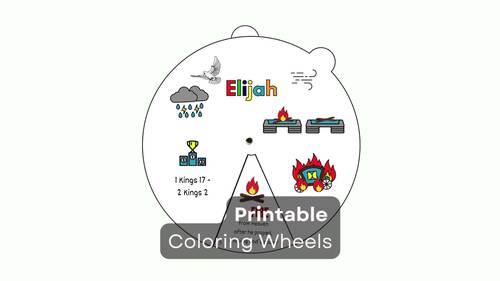 Elijah Coloring Wheel, Kids Sunday School Craft Printable, Bible Lesson ...
