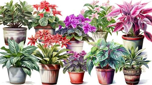 Watercolor House Plants Clipart Set of 20 Files by ArtisticTimberStudio