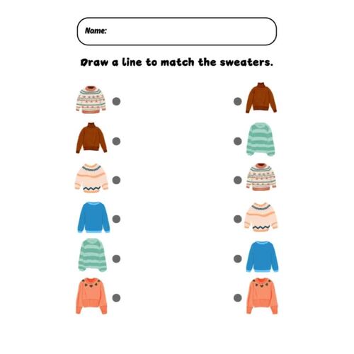 Winter and Christmas Matching Activities Worksheet for Kindergarten
