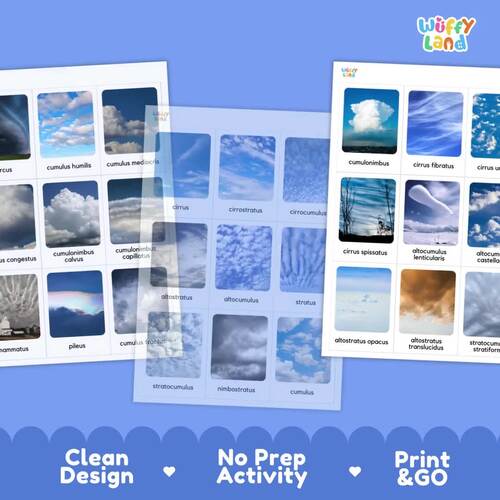 Cloud Types Flashcards | Real Photo Weather Science Cards for Earth Science