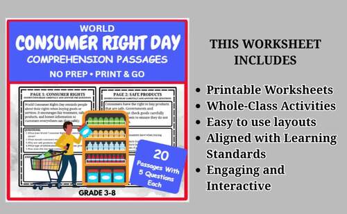 World Consumer Rights Day Reading Activities | 20 Passages | Grades 3–8