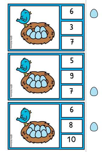 Spring - Themed Clip Cards for Number Recognition (0-10) - within 10