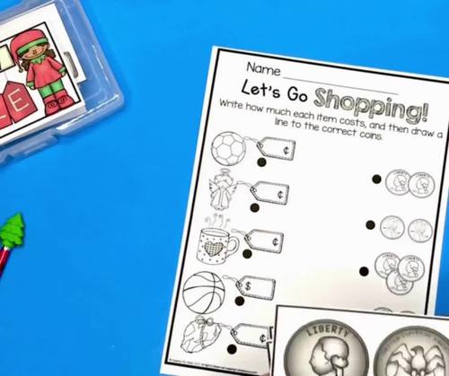 Money - Coins - Adding Coins - Kindergarten and First Grade Math Center