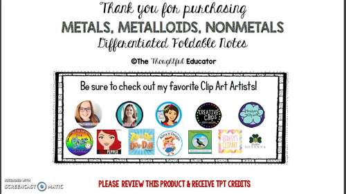 Metals, Metalloids, & Nonmetals: Differentiated Foldable Notes | TPT