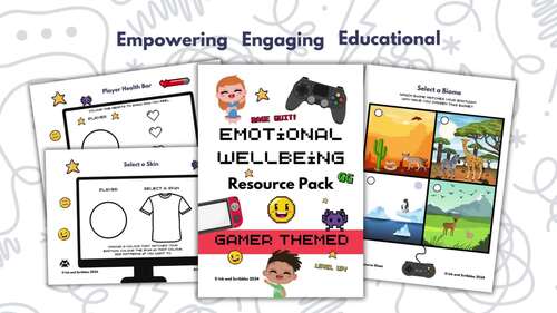 Gamer Themed Emotional Regulation Worksheets, SEL, Emotion Education
