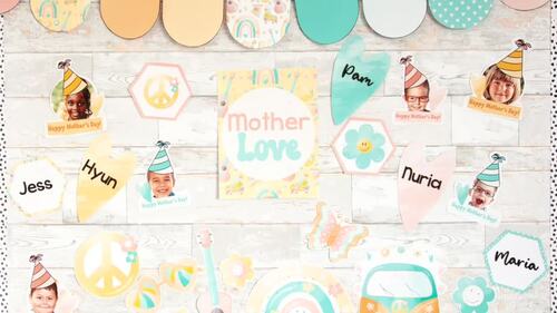 Retro Mother's Day Classroom Decor, Bulletin Board, Posters & Photo Craft