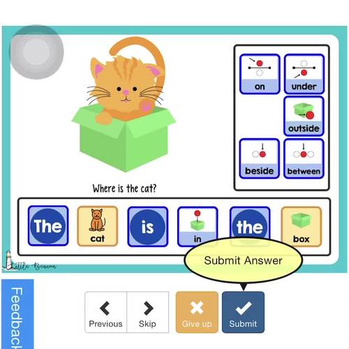 NO PRINT/ NO PREP Prepositions Sentence Strips Boom Cards by Little Beacon