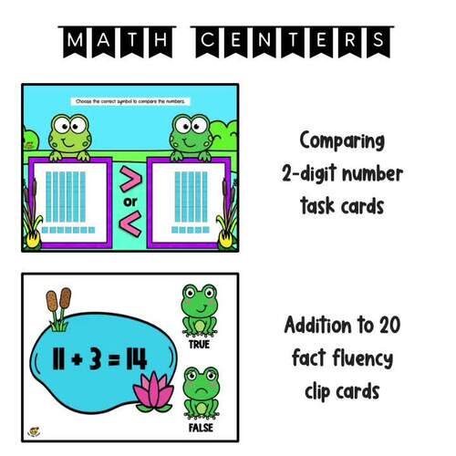 Frog 1st Grade Math and ELA Centers by Kool Kids Games | TPT