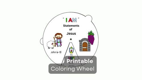 I Am Statements of Jesus Coloring Wheel, Kids Sunday School Lesson ...