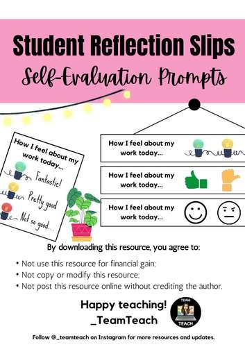 STUDENT REFLECTION SLIPS - Drag & Drop edition by TeamTeach | TPT